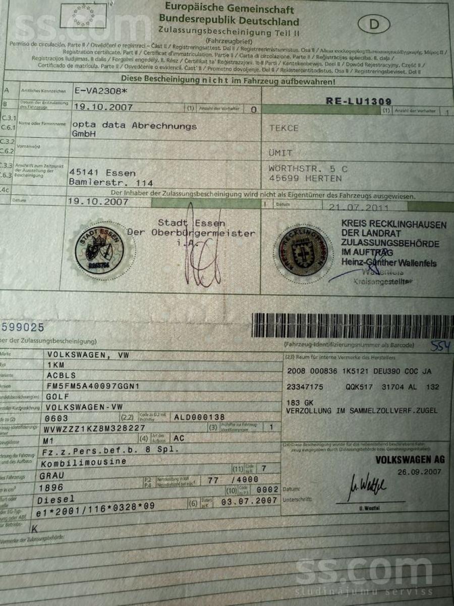 Серый Фольксваген Гольф 2007 в Лудза, объемом двигателя 1.90 л и пробегом 259 тыс. км за 2990 €, фото 19 на AUTOMOTO.COM.LV