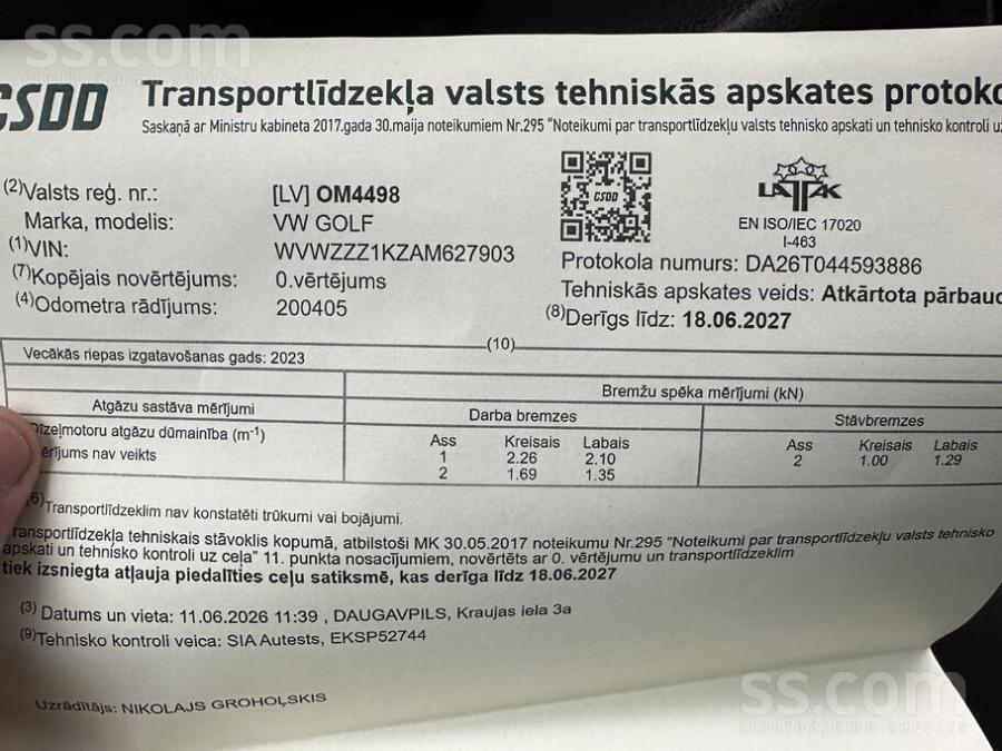 Grey Volkswagen Golf 2009 in Daugavpils, with an engine capacity of 1.60 L and mileage of 200 thousand km for 3650 €, photo 24 on AUTOMOTO.COM.LV