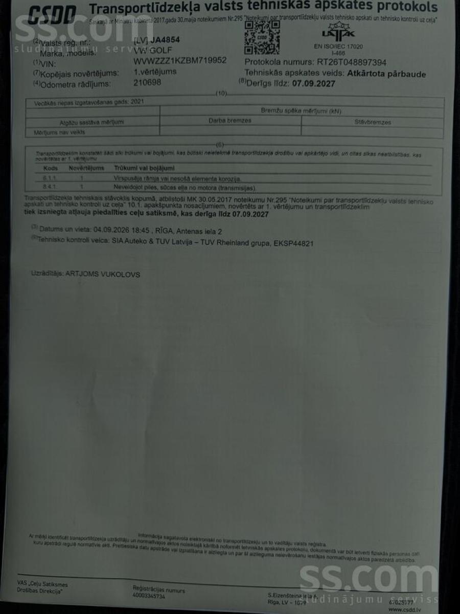 Grey Volkswagen Golf 2013 in Riga, with an engine capacity of 1.40 L and mileage of 210 thousand km for 2600 €, photo 19 on AUTOMOTO.COM.LV