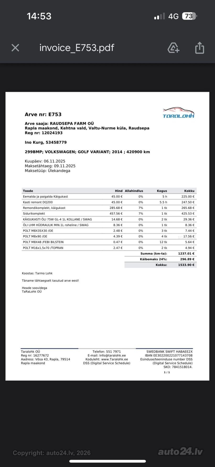 Pelēks Volkswagen Golf 2014 Tallina, ar dzinēja tilpumu 1.40 L un nobraukumu 425 tūkst. km par 5999 €, foto 9 vietnē AUTOMOTO.COM.LV
