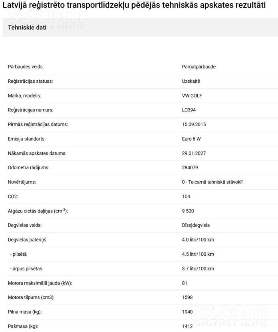 Grey Volkswagen Golf 2015 in Liepaja, with an engine capacity of 1.60 L and mileage of 287 thousand km for 6500 €, photo 14 on AUTOMOTO.COM.LV