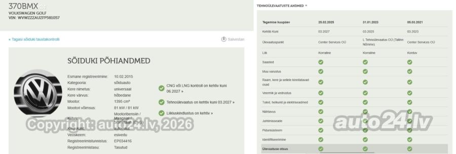 Серый Фольксваген Гольф 2015 в Таллин, объемом двигателя 1.40 л и пробегом 244 тыс. км за 6900 €, фото 28 на AUTOMOTO.COM.LV