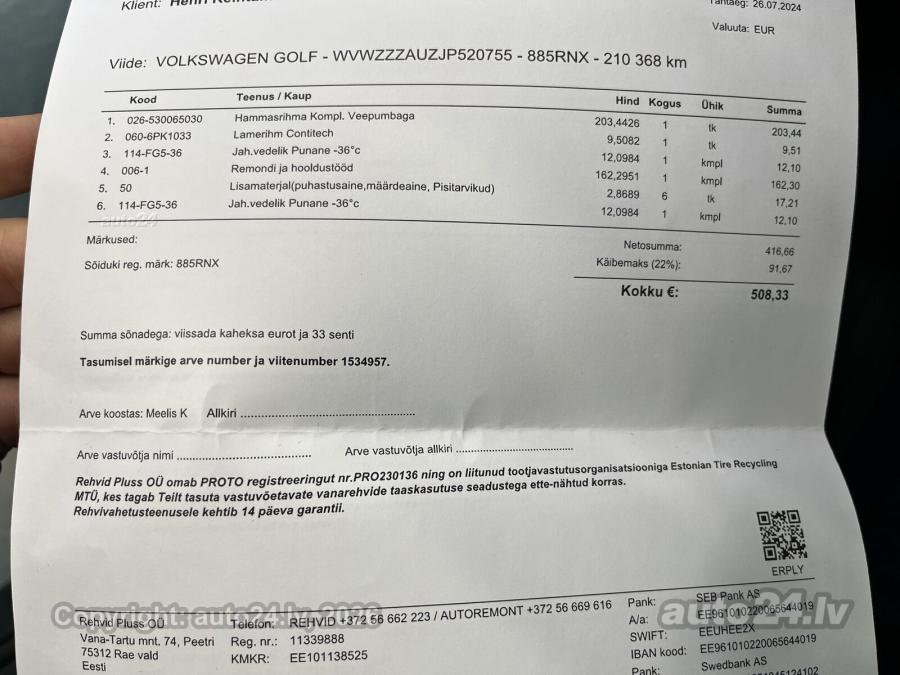 Серый Фольксваген Гольф 2017 в Таллин, объемом двигателя 2.00 л и пробегом 226 тыс. км за 9999 €, фото 15 на AUTOMOTO.COM.LV