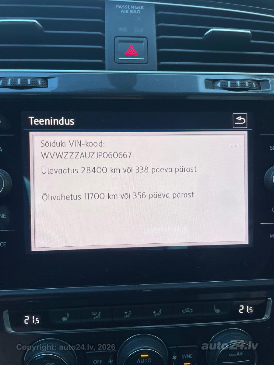 Grey Volkswagen Golf 2018 in Tartu, with an engine capacity of 1.40 L and mileage of 113 thousand km for 11990 €, photo 13 on AUTOMOTO.COM.LV