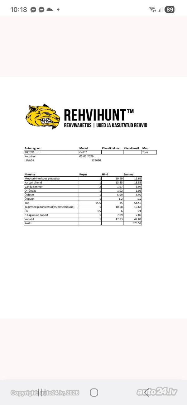 Volkswagen Golf 1984 Tallina, ar dzinēja tilpumu 1.60 L un nobraukumu 130 tūkst. km par 6990 €, foto 9 vietnē AUTOMOTO.COM.LV