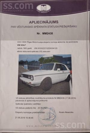 Белый Фольксваген Golf 1 1983 в Рига, объемом двигателя 1.80 л и пробегом 210 тыс. км за 6500 €, фото 11 на AUTOMOTO.COM.LV