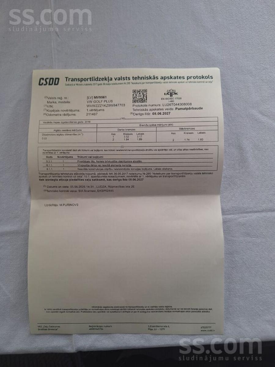 Black Volkswagen Golf Plus 2009 in Ludza, with an engine capacity of 1.90 L and mileage of 212 thousand km for 1800 €, photo 10 on AUTOMOTO.COM.LV