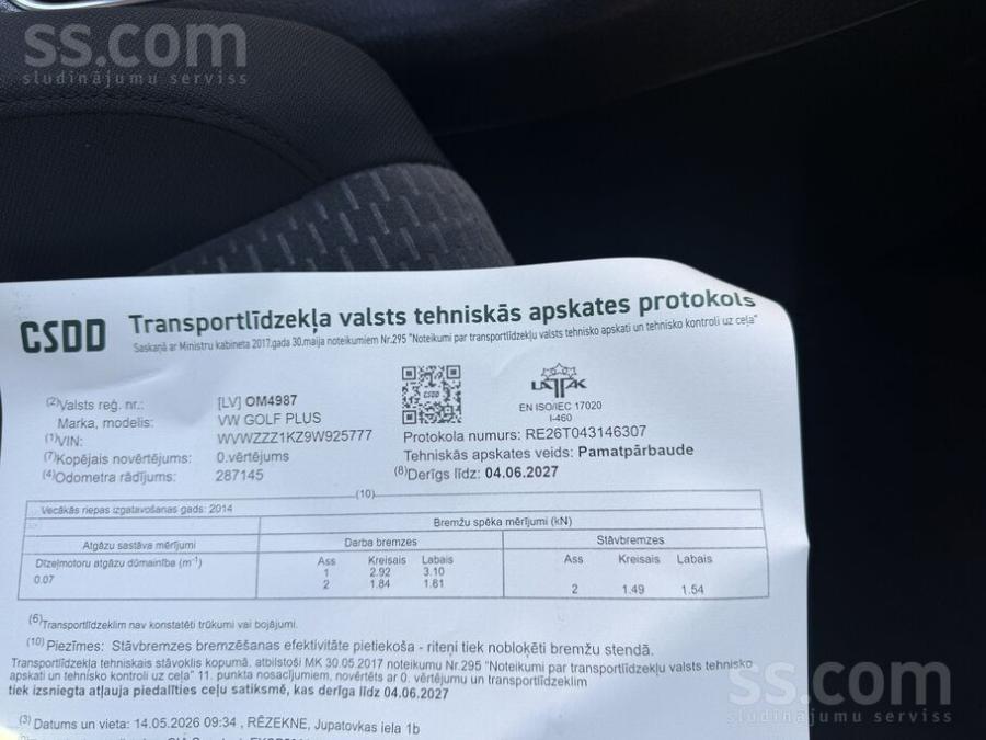 Melns Volkswagen Golf Plus 2009 Rēzekne, ar dzinēja tilpumu 2.00 L un nobraukumu 0 tūkst. km par 4450 €, foto 13 vietnē AUTOMOTO.COM.LV