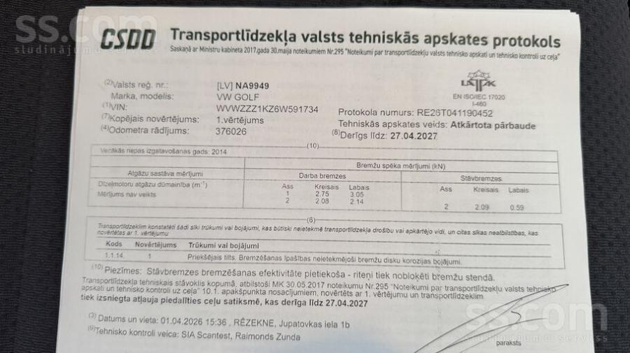 Серый Фольксваген Гольф Плюс 2006 в Резекне, объемом двигателя 1.90 л и пробегом 376 тыс. км за 1850 €, фото 20 на AUTOMOTO.COM.LV