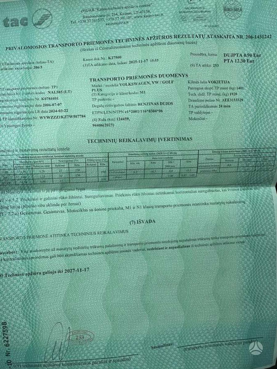 Серый Фольксваген Гольф Плюс 2006 в Шяуляй, объемом двигателя 1.60 л и пробегом 134 тыс. км за 2400 €, фото 11 на AUTOMOTO.COM.LV