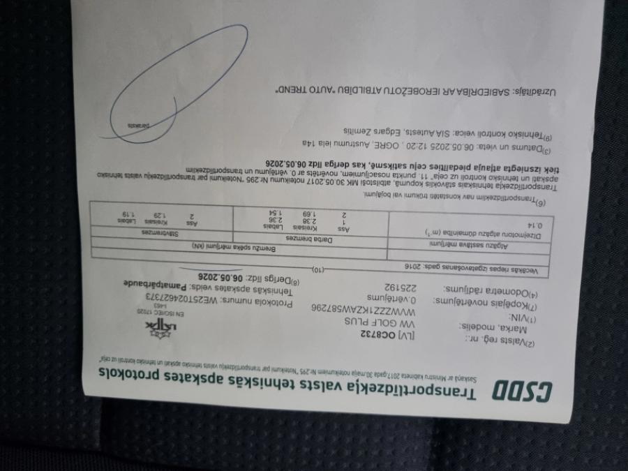 Grey Volkswagen Golf Plus 2011 in Riga, with an engine capacity of 1.60 L and mileage of 225 thousand km for 5570 €, photo 24 on AUTOMOTO.COM.LV