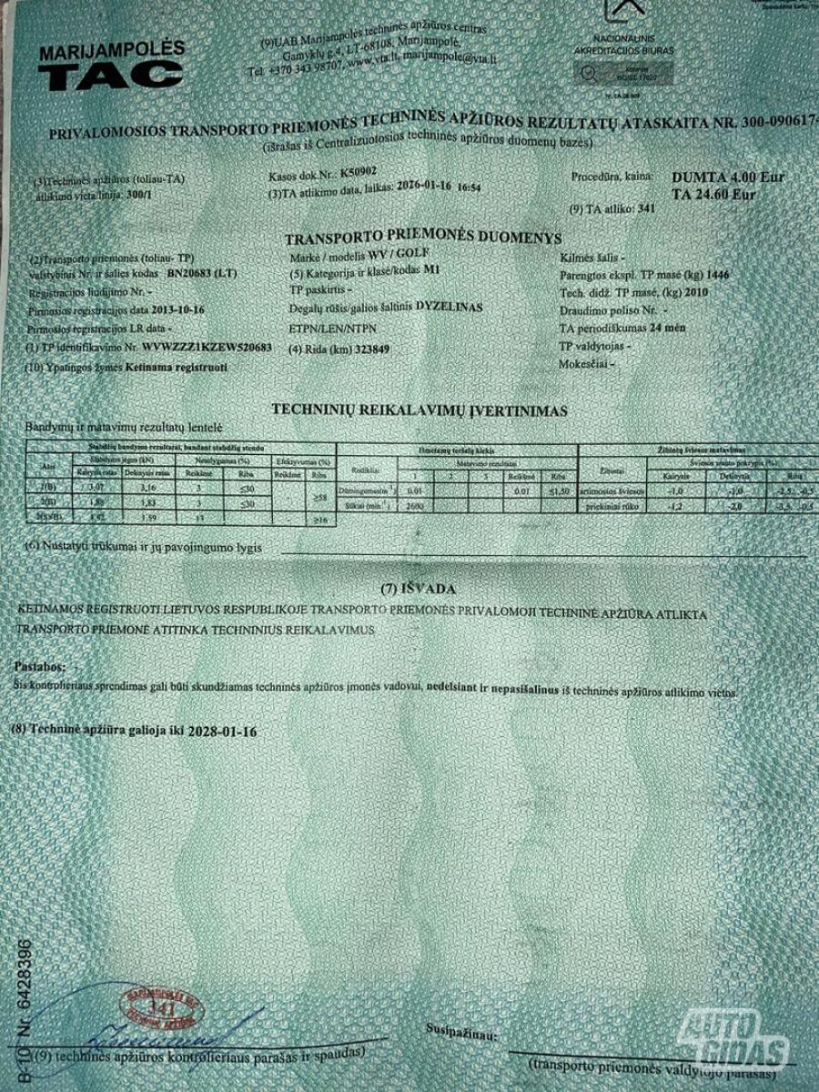 Серый Фольксваген Гольф Плюс 2013 в Вилкавишкис, объемом двигателя 1.60 л и пробегом 323 тыс. км за 3750 €, фото 3 на AUTOMOTO.COM.LV
