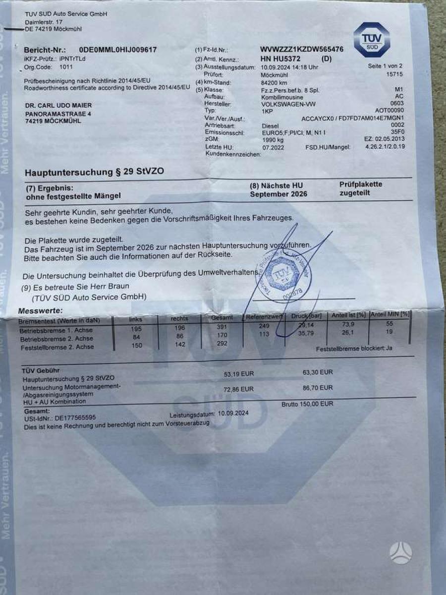 Grey Volkswagen Golf Plus 2013 in Kaunas, with an engine capacity of 1.60 L and mileage of 101 thousand km for 6590 €, photo 34 on AUTOMOTO.COM.LV