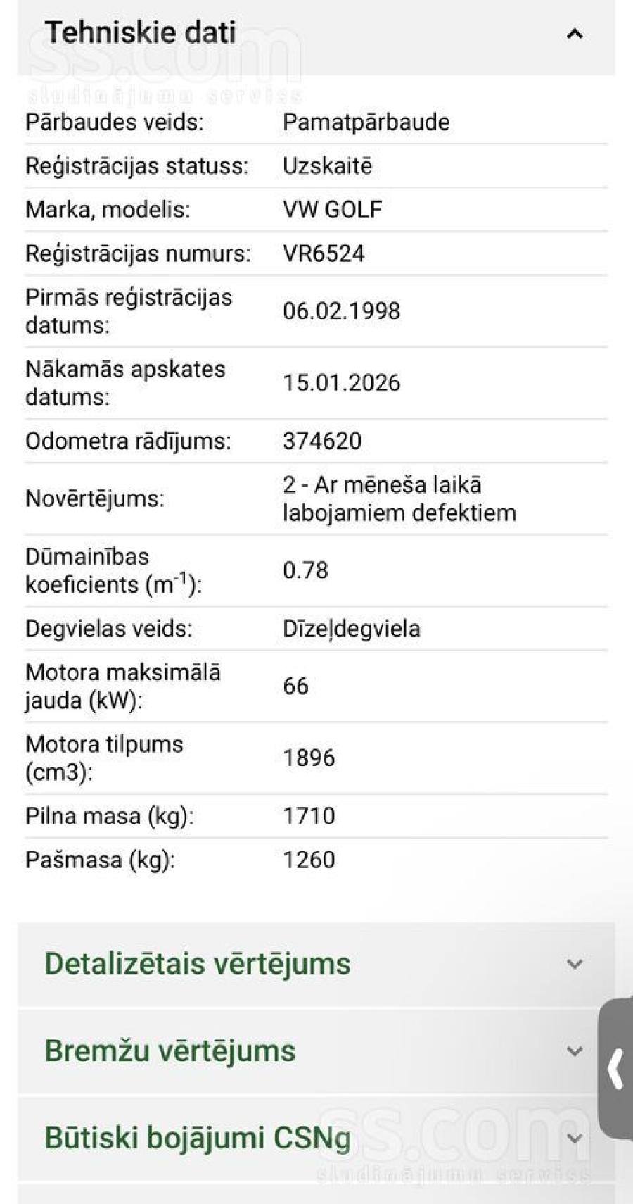 Sarkans Volkswagen Golf 1998 Valmiera, ar dzinēja tilpumu 1.90 L un nobraukumu 375 tūkst. km par 650 €, foto 12 vietnē AUTOMOTO.COM.LV