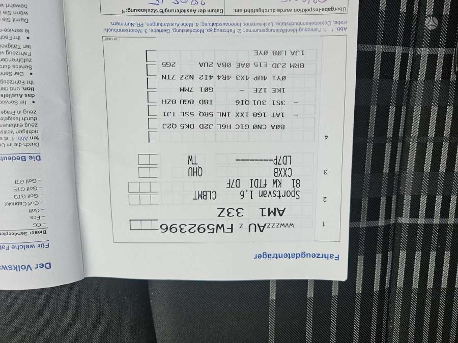 Коричневый Фольксваген Гольф Спортсван 2015 в Мариямполе, объемом двигателя 1.60 л и пробегом 93 тыс. км за 10650 €, фото 20 на AUTOMOTO.COM.LV