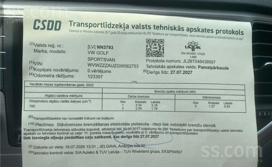 Серый Фольксваген Гольф Спортсван 2016 в Елгава, объемом двигателя 1.60 л и пробегом 123 тыс. км за 7500 €, фото 11 на AUTOMOTO.COM.LV