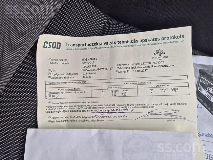 Серый Фольксваген Гольф Спортсван 2016 в Лиепая, объемом двигателя 1.60 л и пробегом 168 тыс. км за 7500 €, фото 24 на AUTOMOTO.COM.LV