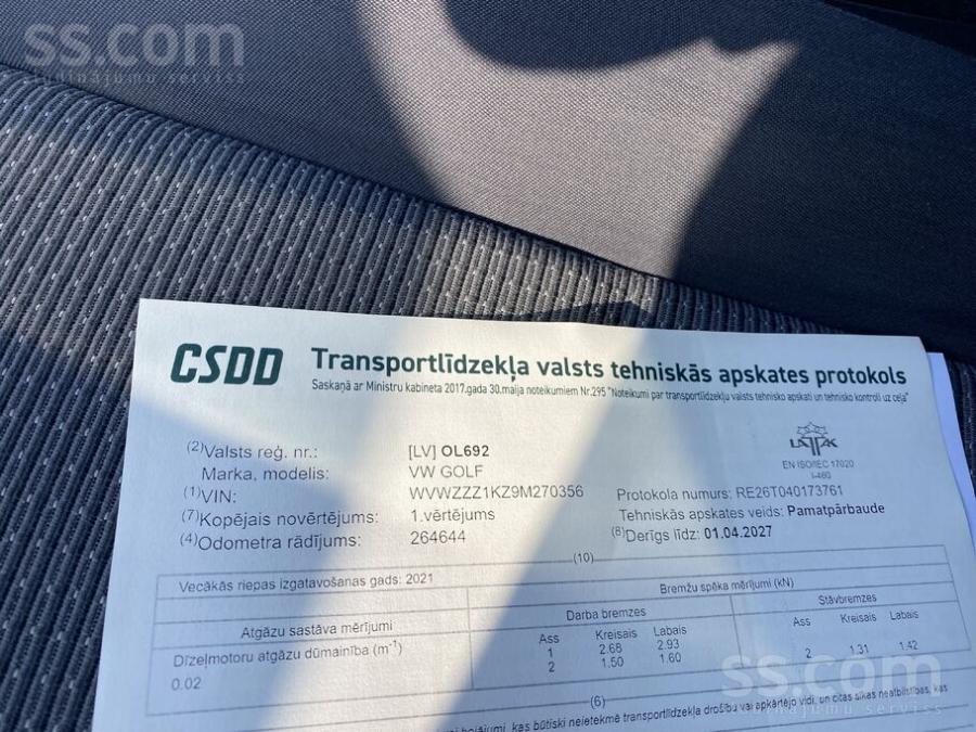 Фольксваген Гольф 2008 в Резекне, объемом двигателя 1.90 л и пробегом 0 тыс. км за 3450 €, фото 9 на AUTOMOTO.COM.LV