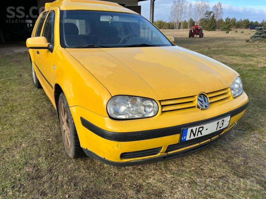 Yellow Volkswagen golf-variant 2002 in Riga, with an engine capacity of 1.90 L and mileage of 408 thousand km for 550 €, photo 1 on AUTOMOTO.COM.LV