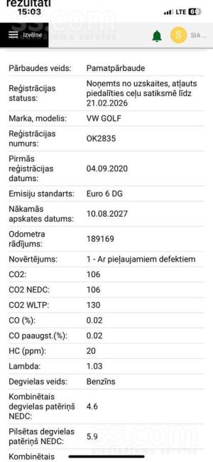 Grey Volkswagen Golf VIII 2020 in Riga, with an engine capacity of 1.50 L and mileage of 0 thousand km for 16490 €, photo 35 on AUTOMOTO.COM.LV