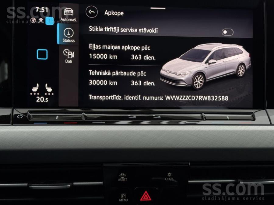 Grey Volkswagen Golf VIII 2024 in Valmiera, with an engine capacity of 2.00 L and mileage of 158 thousand km for 15500 €, photo 17 on AUTOMOTO.COM.LV
