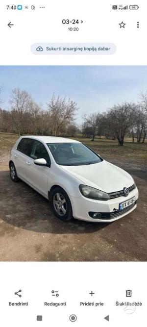 Balts Volkswagen Golf 2010 Prienai, ar dzinēja tilpumu 1.60 L un nobraukumu 321 tūkst. km par 1050 €, foto  vietnē AUTOMOTO.COM.LV