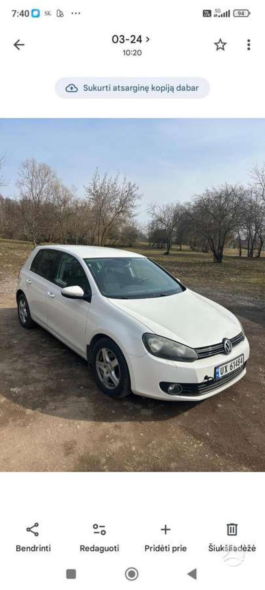 Balts Volkswagen Golf 2010 Prienai, ar dzinēja tilpumu 1.60 L un nobraukumu 321 tūkst. km par 1050 €, foto 1 vietnē AUTOMOTO.COM.LV