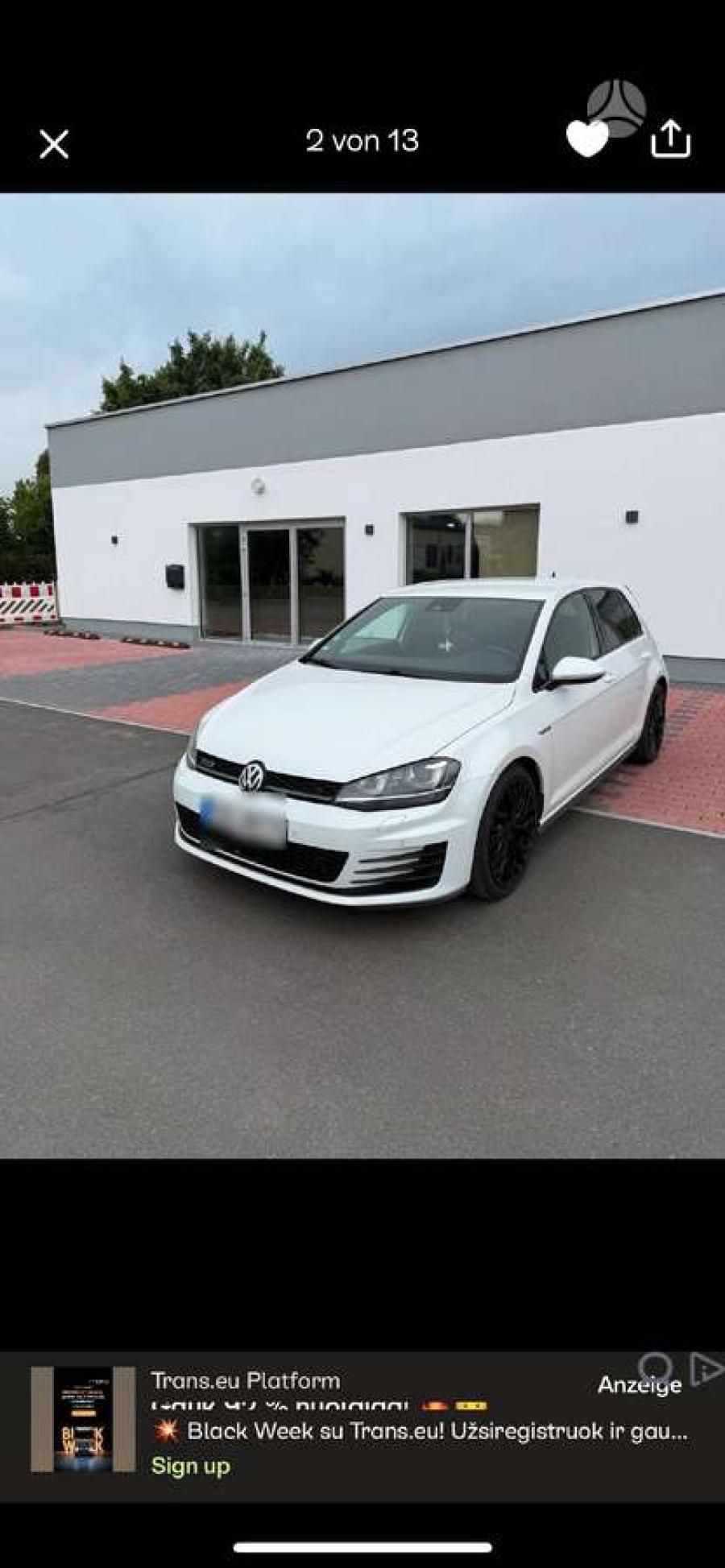 White Volkswagen Golf 2014 in Taurage, with an engine capacity of 1.97 L and mileage of 236 thousand km for 10999 €, photo 17 on AUTOMOTO.COM.LV