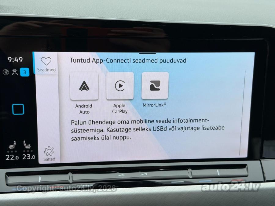 White Volkswagen Golf 2023 in Parnu, with an engine capacity of 1.50 L and mileage of 99 thousand km for 18950 €, photo 13 on AUTOMOTO.COM.LV