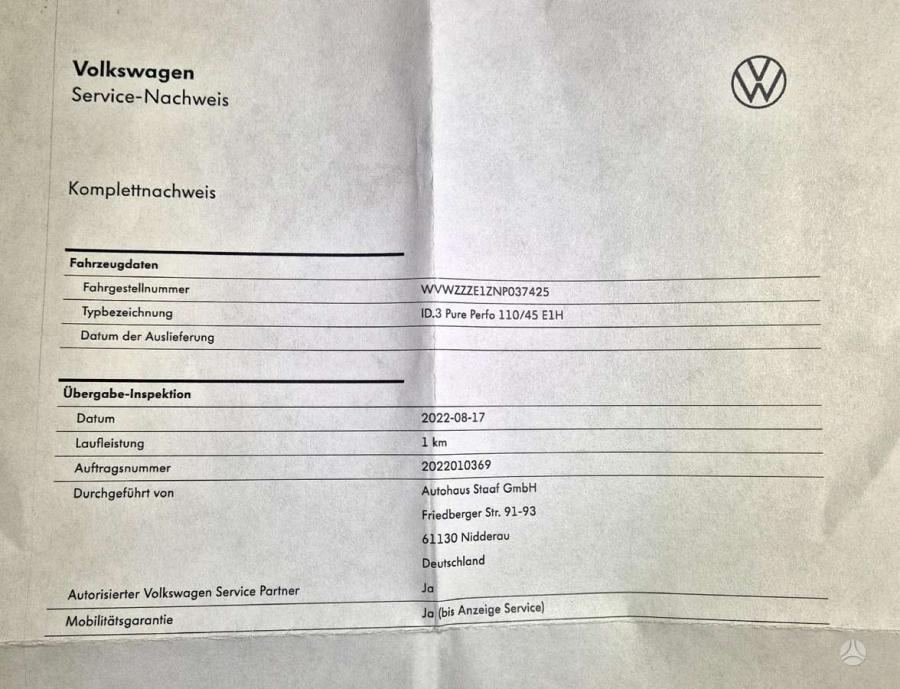 Pelēks Volkswagen ID.3 2022 Šauļi, ar dzinēja tilpumu 0.00 L un nobraukumu 13 tūkst. km par 18700 €, foto 27 vietnē AUTOMOTO.COM.LV