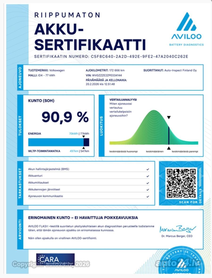 Grey Volkswagen ID.4 2023 in Tallinn, with an engine capacity of 0.00 L and mileage of 173 thousand km for 21900 €, photo 16 on AUTOMOTO.COM.LV