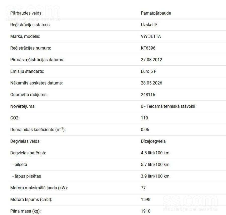 Brūns Volkswagen Jetta 2012 Rīga, ar dzinēja tilpumu 1.60 L un nobraukumu 255 tūkst. km par 4300 €, foto 13 vietnē AUTOMOTO.COM.LV