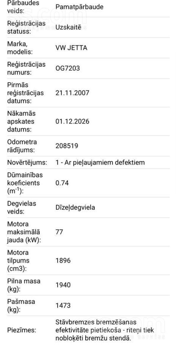 Серый Фольксваген Джетта 2007 в Даугавпилс, объемом двигателя 1.90 л и пробегом 210 тыс. км за 2200 €, фото 9 на AUTOMOTO.COM.LV