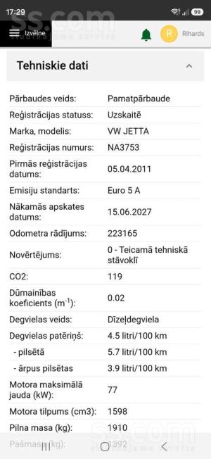 Серый Фольксваген Джетта 2011 в Лиепая, объемом двигателя 1.60 л и пробегом 224 тыс. км за 4200 €, фото 17 на AUTOMOTO.COM.LV