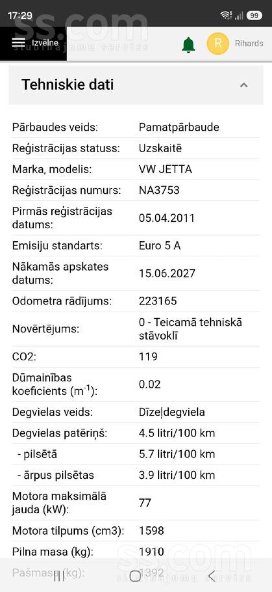 Серый Фольксваген Джетта 2011 в Лиепая, объемом двигателя 1.60 л и пробегом 224 тыс. км за 4200 €, фото 17 на AUTOMOTO.COM.LV