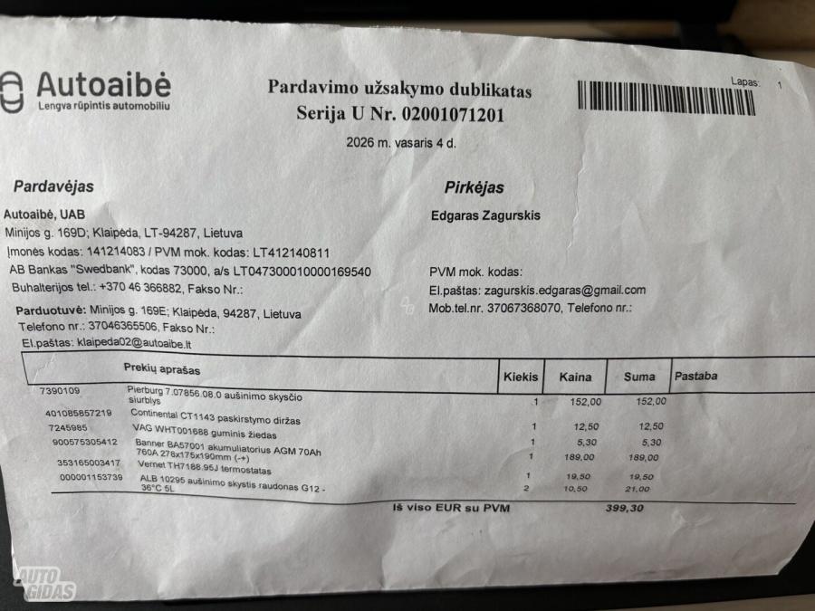 Белый Фольксваген Джетта 2012 в Клайпеда, объемом двигателя 2.00 л и пробегом 206 тыс. км за 3800 €, фото 29 на AUTOMOTO.COM.LV