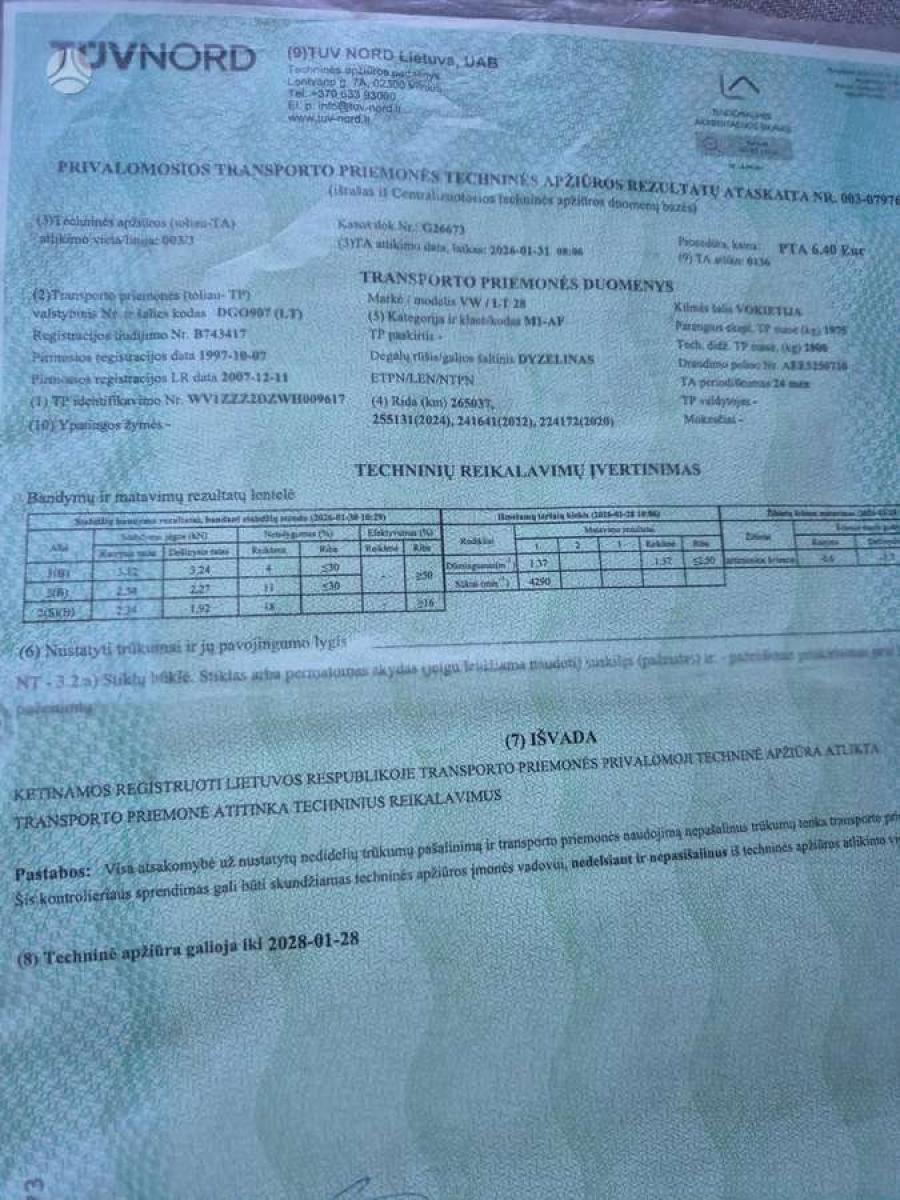 Белый Фольксваген ЛТ 1997 в Вильнюс, объемом двигателя 2.43 л и пробегом 230 тыс. км за 2600 €, фото 17 на AUTOMOTO.COM.LV