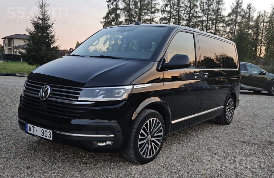 Black Volkswagen Multivan 2021 in Riga, with an engine capacity of 2.00 L and mileage of 124 thousand km for 47000 €, photo 1 on AUTOMOTO.COM.LV