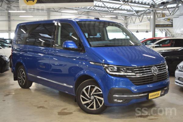 Blue Volkswagen Multivan 2022 in Riga, with an engine capacity of 2.00 L and mileage of 95 thousand km for 44500 €, photo 1 on AUTOMOTO.COM.LV