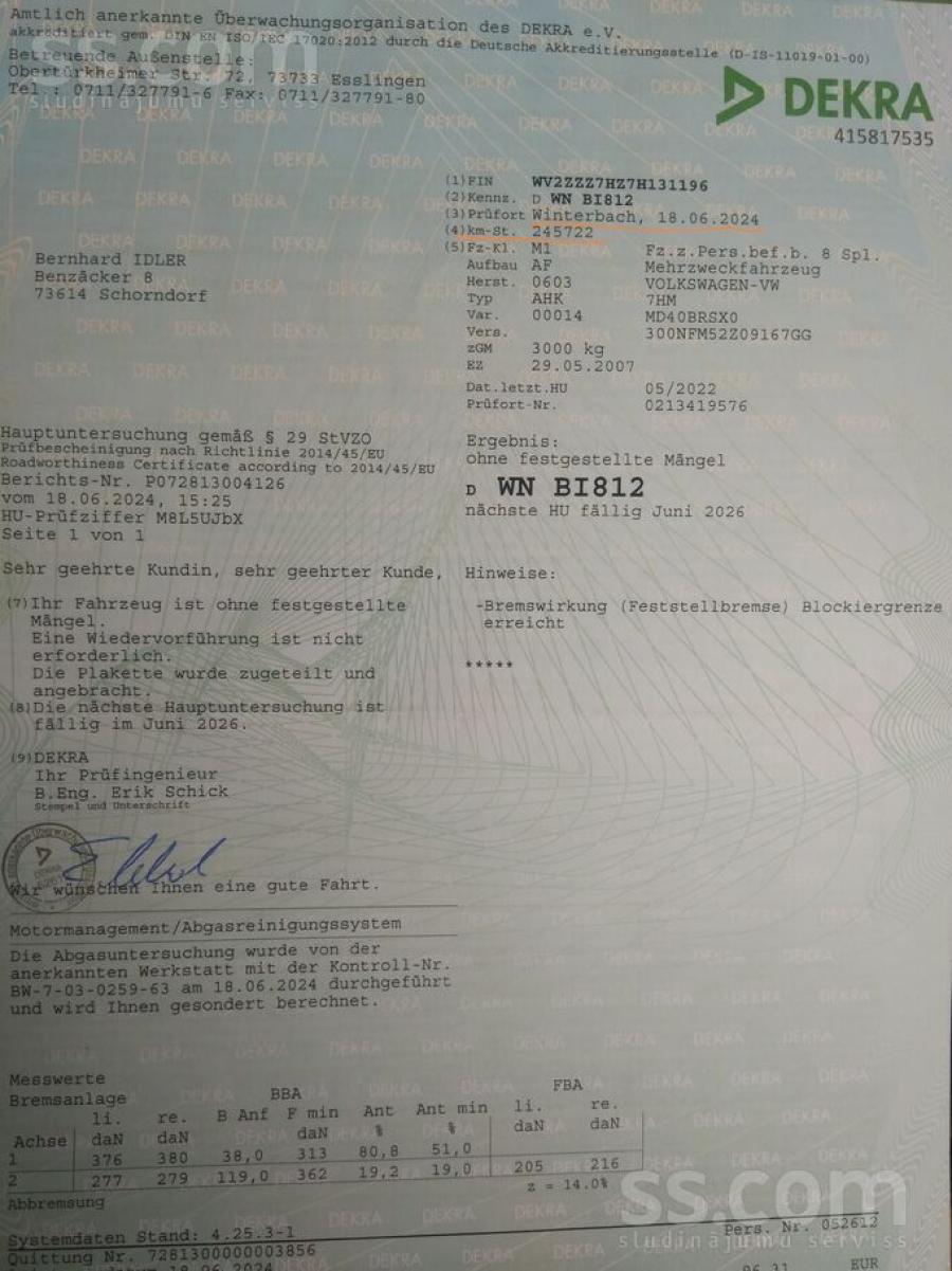 Zils Volkswagen Multivan 2007 Rīga, ar dzinēja tilpumu 1.90 L un nobraukumu 258 tūkst. km par 8298 €, foto 29 vietnē AUTOMOTO.COM.LV