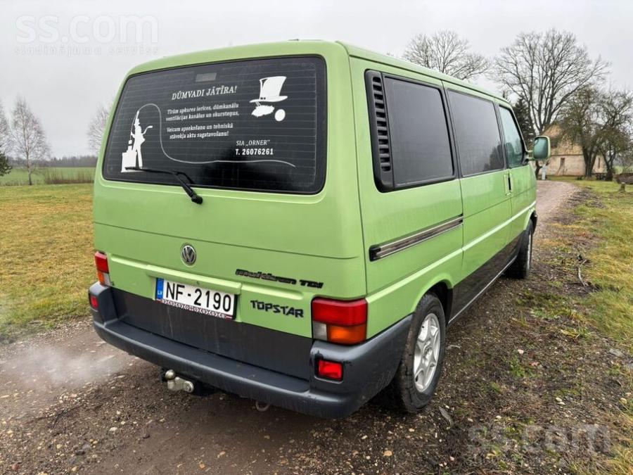 Green Volkswagen Multivan 1998 in Ogre, with an engine capacity of 2.50 L and mileage of 290 thousand km for 6300 €, photo 4 on AUTOMOTO.COM.LV
