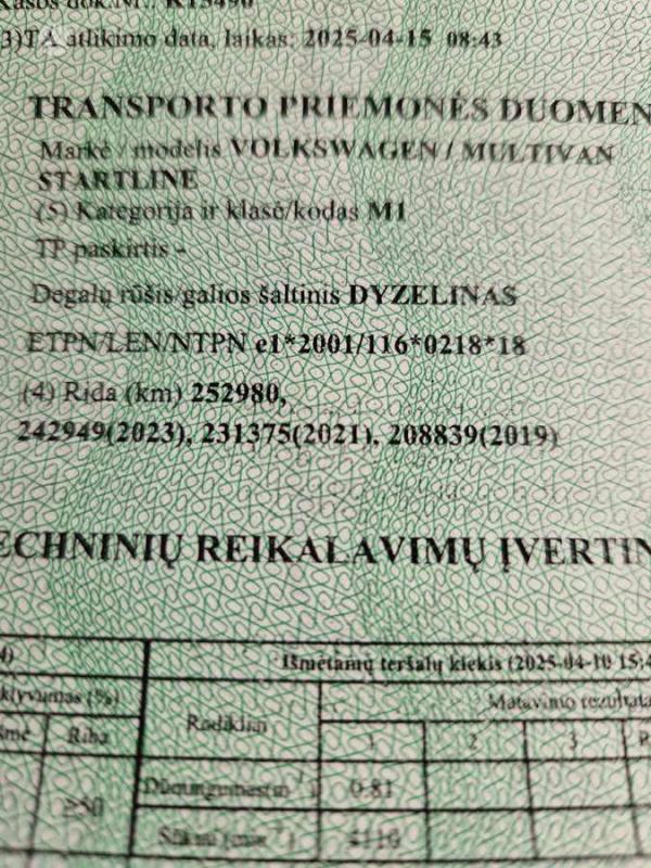 Серый Фольксваген Мультиван 2009 в Мажейкяй, объемом двигателя 2.46 л и пробегом 255 тыс. км за 10500 €, фото 11 на AUTOMOTO.COM.LV