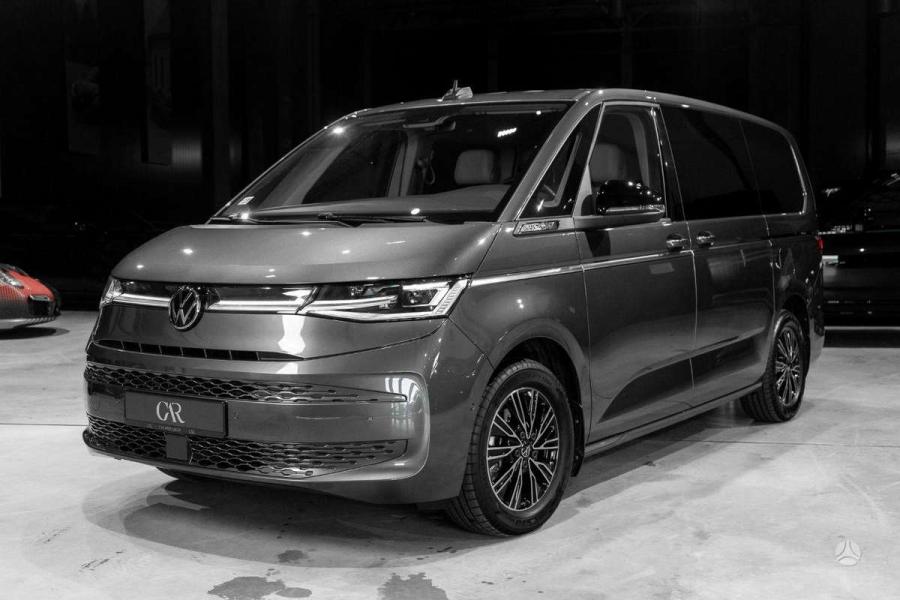 Grey Volkswagen Multivan 2024 in Riga, with an engine capacity of 1.97 L and mileage of 6 thousand km for 53880 €, photo 1 on AUTOMOTO.COM.LV