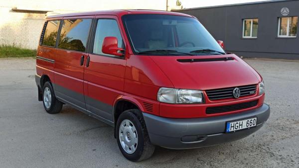 Red Volkswagen Multivan 1997 in Pakruojis, with an engine capacity of 2.50 L and mileage of 445 thousand km for 4800 €, photo 1 on AUTOMOTO.COM.LV