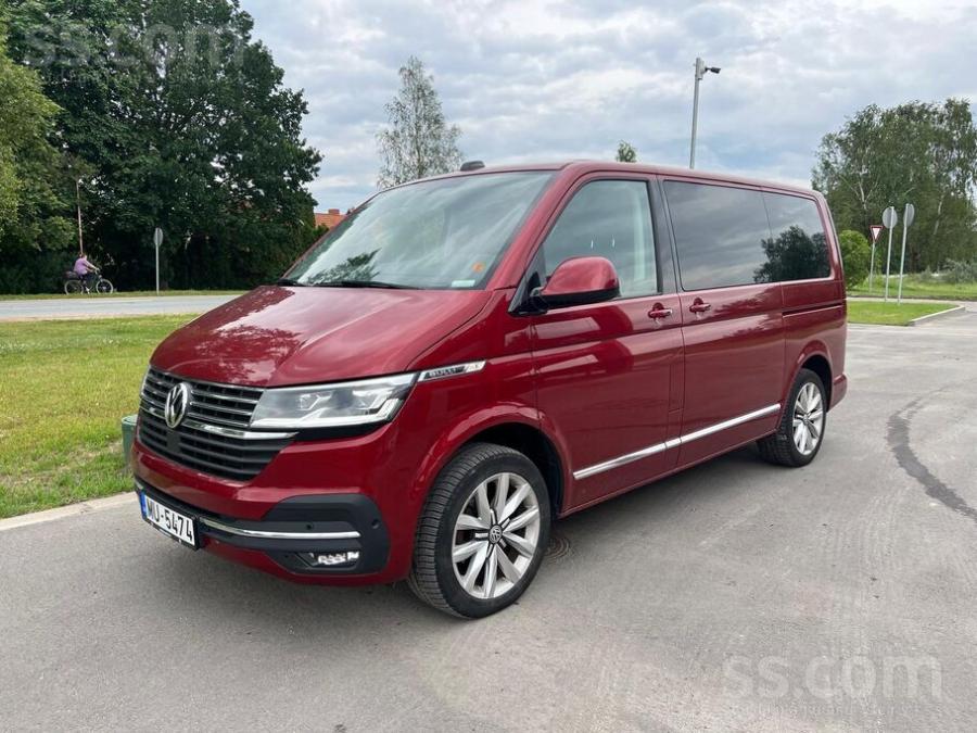 Red Volkswagen Multivan 2021 in Riga, with an engine capacity of 2.00 L and mileage of 105 thousand km for 39000 €, photo 1 on AUTOMOTO.COM.LV