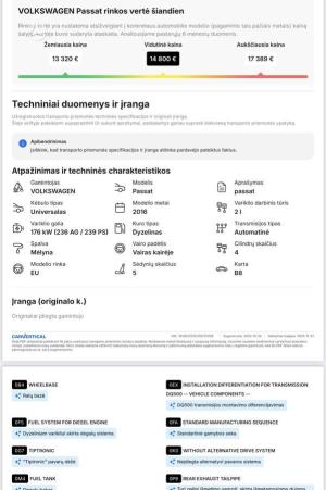 Blue Volkswagen Passat Alltrack 2016 in Prienai, with an engine capacity of 2.00 L and mileage of 257 thousand km for 10950 €, photo 38 on AUTOMOTO.COM.LV