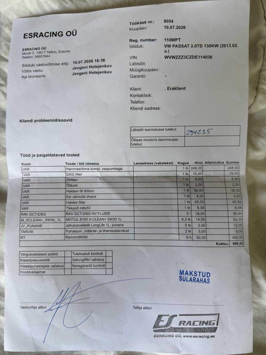 Фольксваген Пассат Альтрак 2013 в Таллин, объемом двигателя 2.00 л и пробегом 304 тыс. км за 7600 €, фото 28 на AUTOMOTO.COM.LV