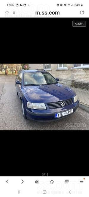 Blue Volkswagen Passat B5 2000 in Riga, with an engine capacity of 1.90 L and mileage of 441 thousand km for 1450 €, photo  on AUTOMOTO.COM.LV