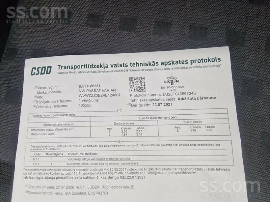 Volkswagen Passat B5 2003 in Ludza, with an engine capacity of 1.90 L and mileage of 416 thousand km for 1700 €, photo 8 on AUTOMOTO.COM.LV