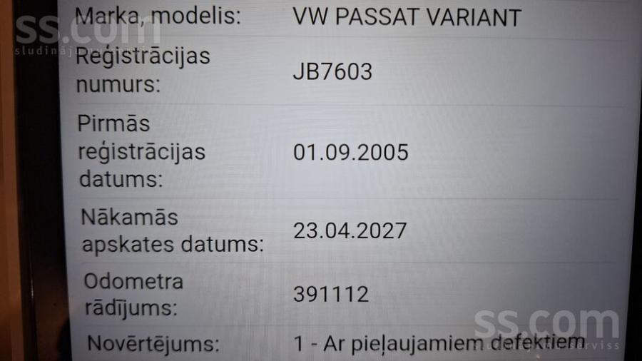 Фольксваген Пассат Б5 2005 в Даугавпилс, объемом двигателя 1.90 л и пробегом 391 тыс. км за 930 €, фото 21 на AUTOMOTO.COM.LV